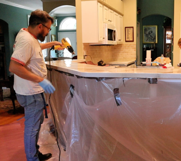 Epoxy over laminate counters, AKA formica. • mimzy & company